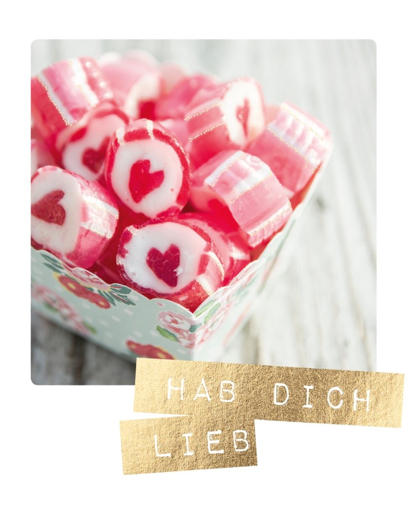 Postkarte Liebe Herzbonbons Hab' Dich lieb – Grusskartenshop